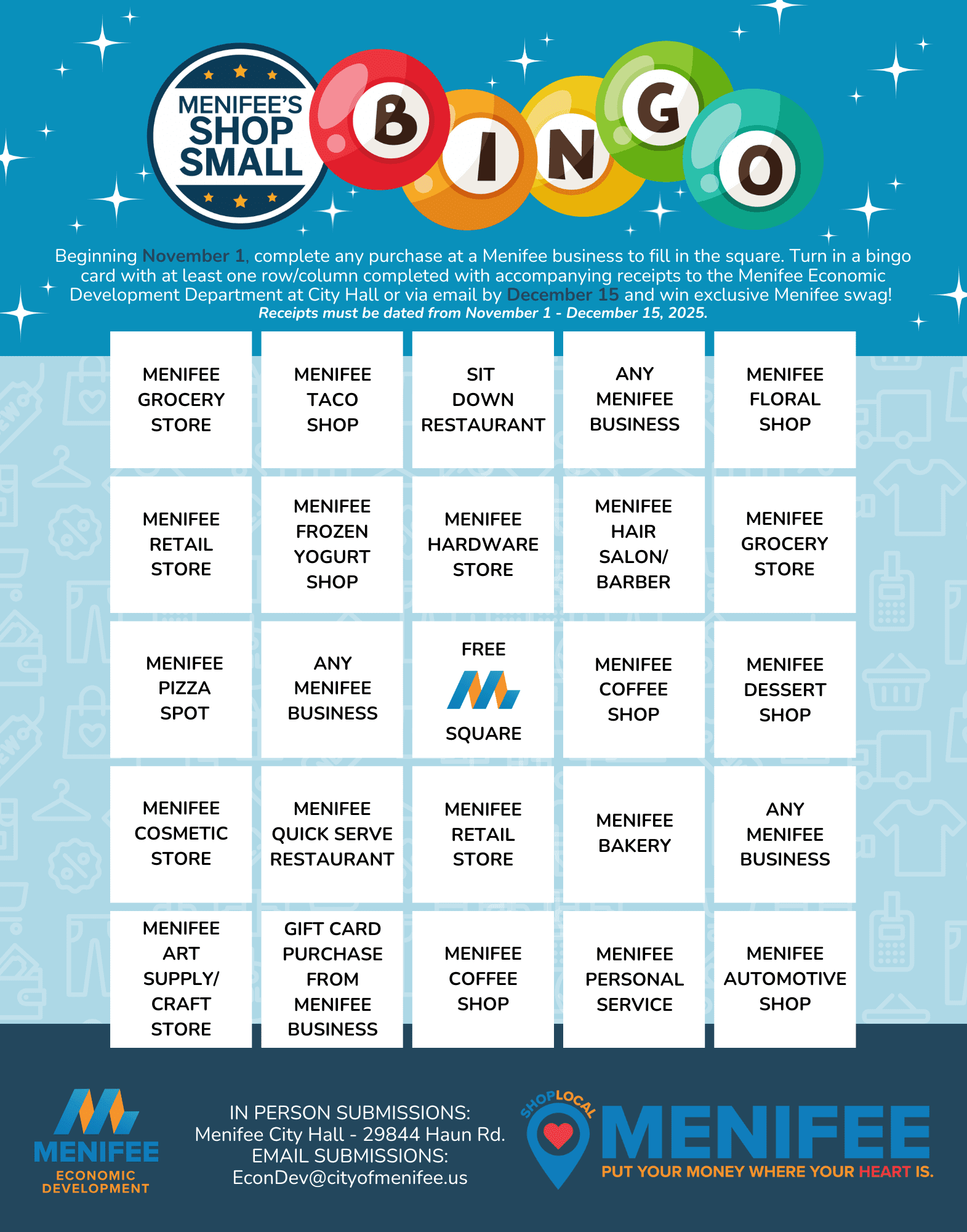 Shop Local Bingo - MenifeeBusiness.com Economic Development